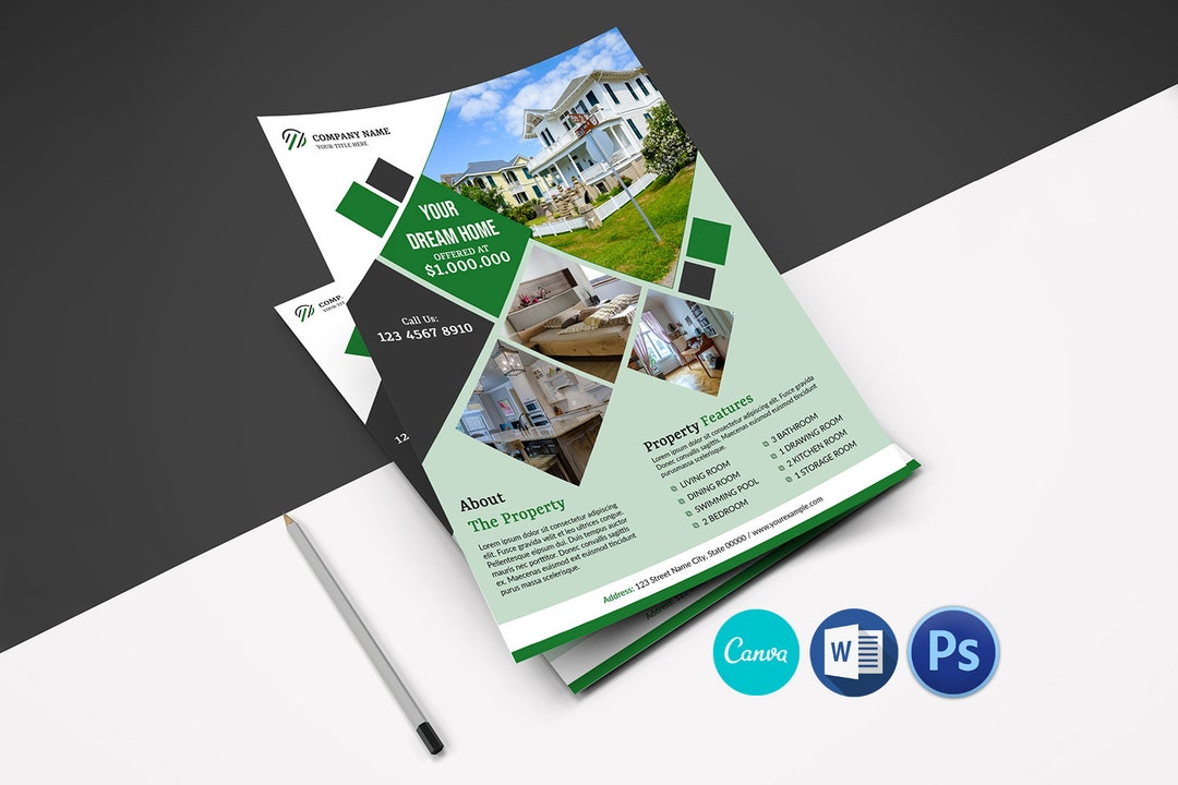 Editable Real Estate Flyer Template: Property Listing Design (canva ...