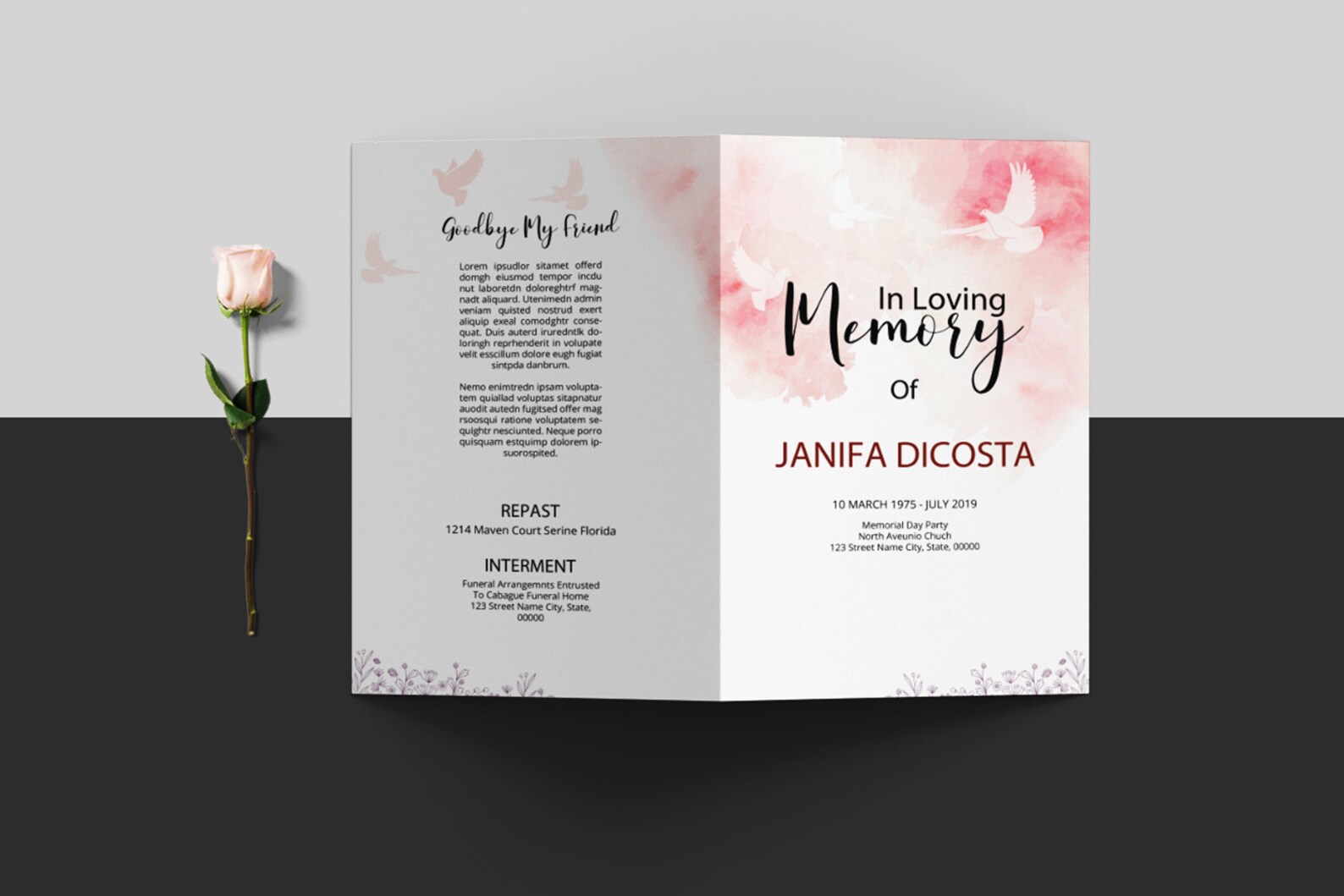 Printable Funeral Program Template Obituary Template Ms Word ...