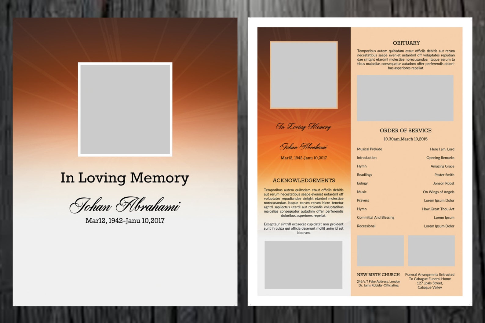 Funeral Program Template Funeral Card Template Memorial - Etsy