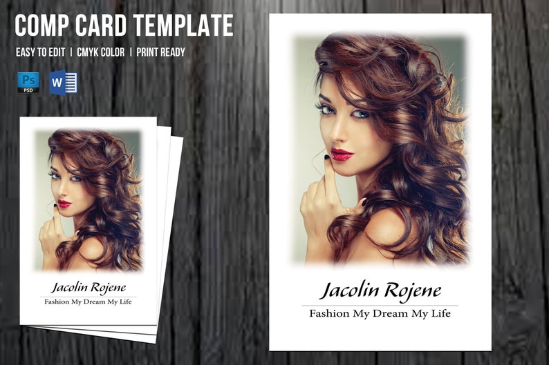 Modeling Comp Card Fashion Model Comp Card Template | Etsy