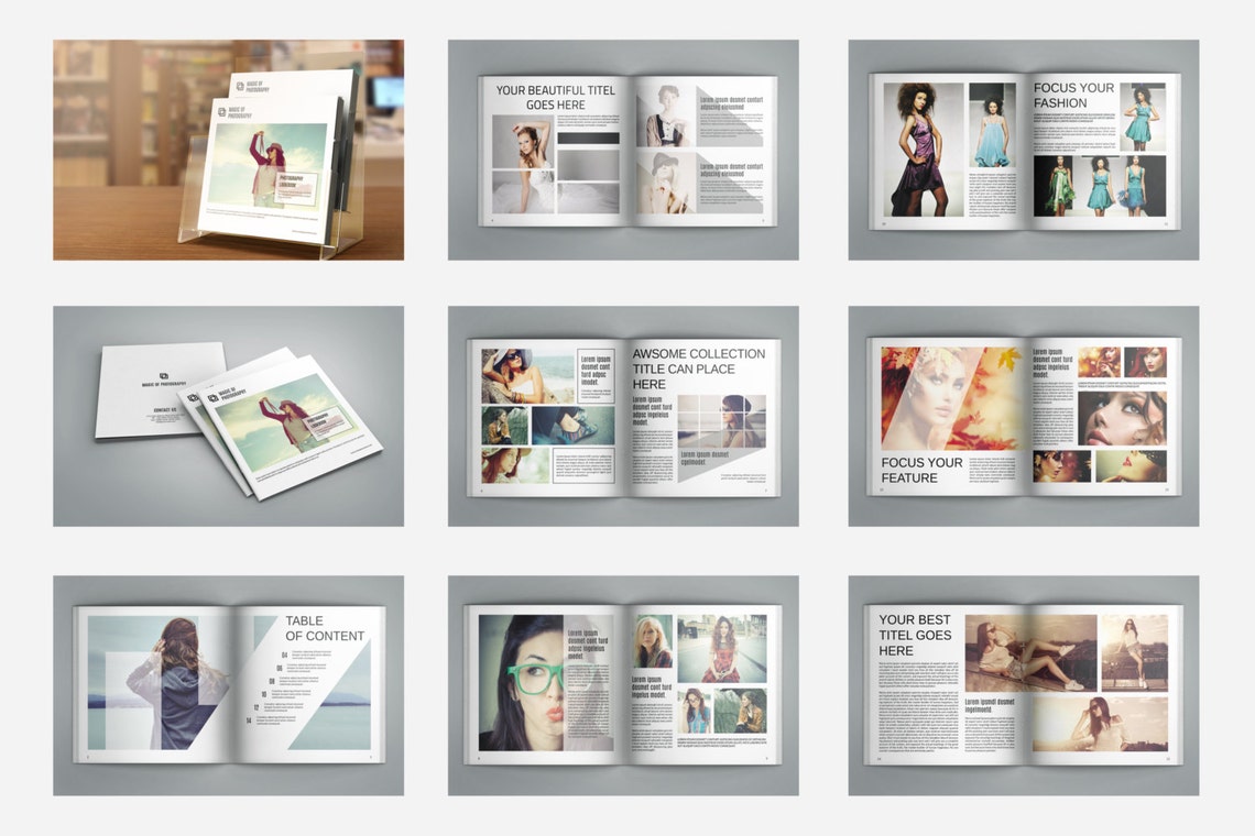 Photography Magazine Template Square Fashion Lookbook | Etsy