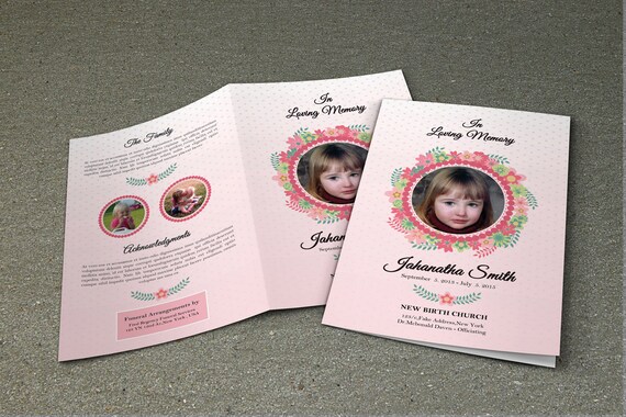 Items similar to Child Funeral Program Template | Memorial Program ...