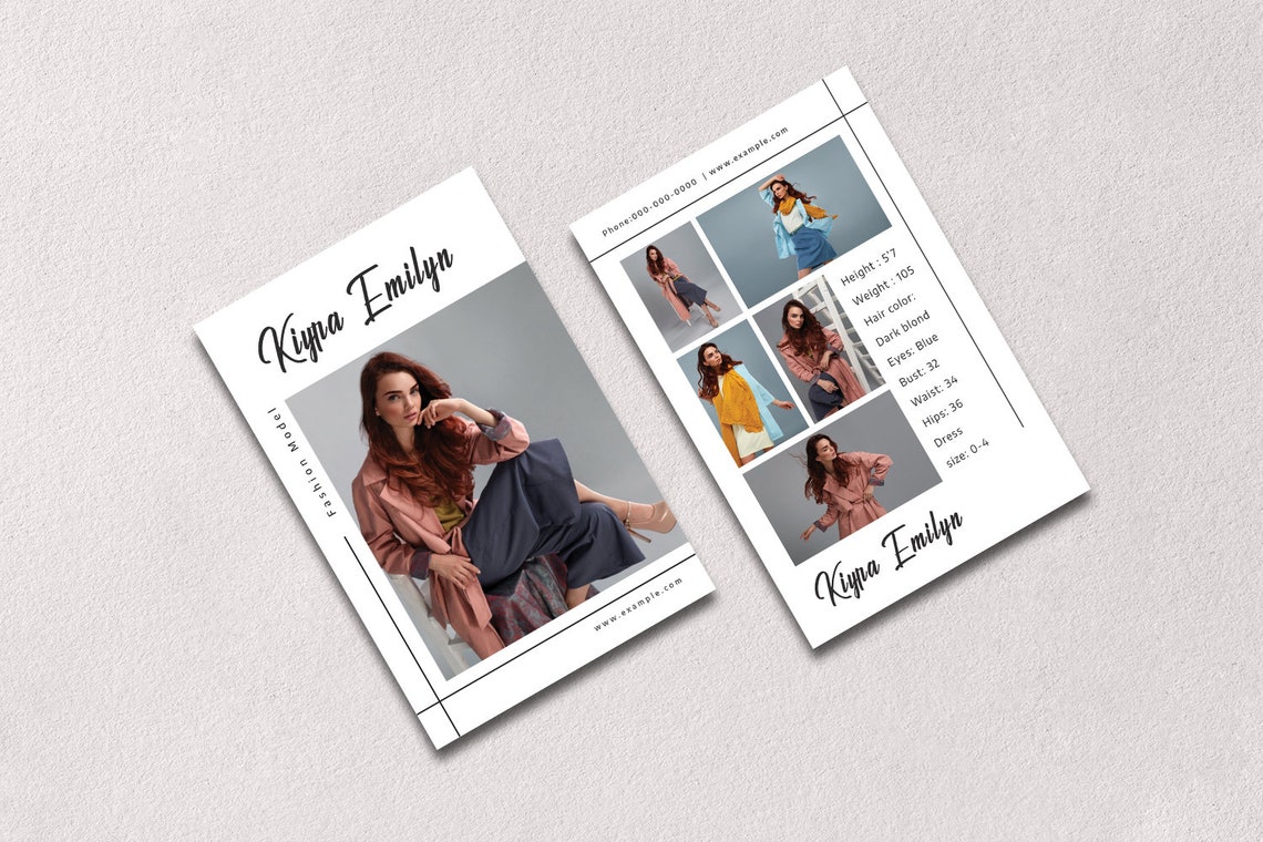 Comp Card Template Fashion Model Comp Card Modeling | Etsy
