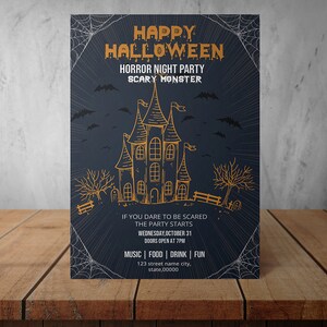 Halloween Party Flyer Template Halloween Party Invitation 4x6 and ...