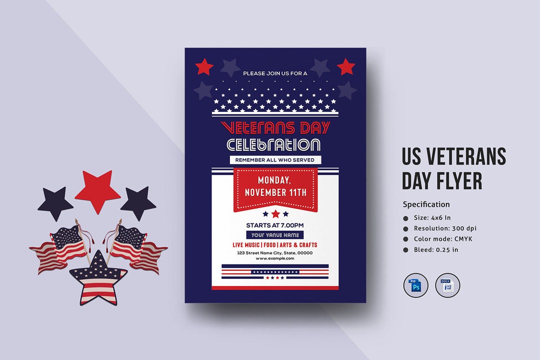Veterans Day Flyer Templates | Ms Word, Photoshop & Elements Template ...