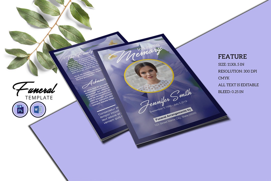Funeral Program Template | Memorial Order of Service | Ms Word ...