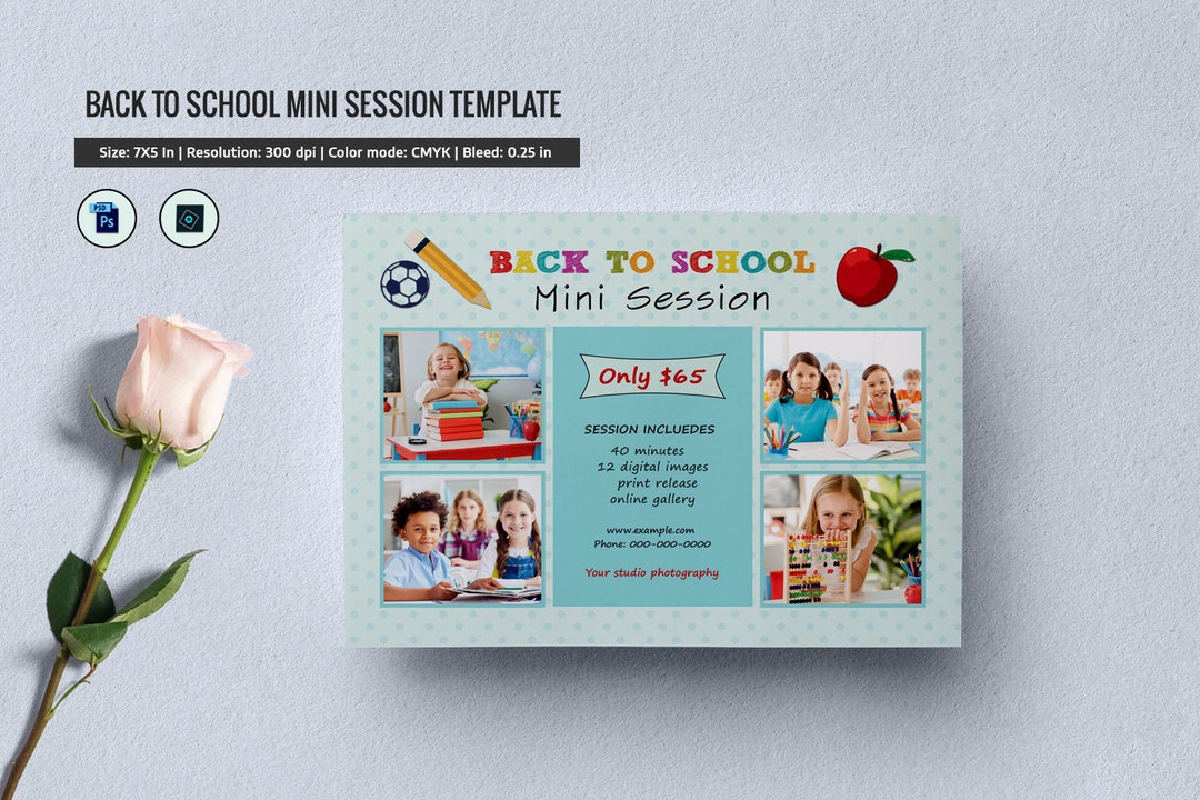 Back to School Mini Session Template, School Photography Template, Kids ...