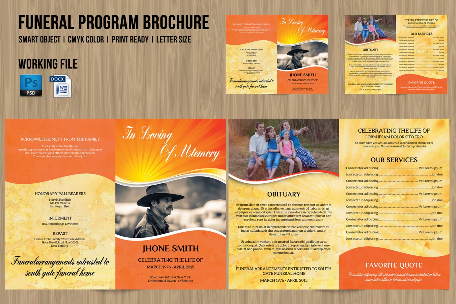 Memorial Program Template Obituary Template Photoshop Mac - Etsy