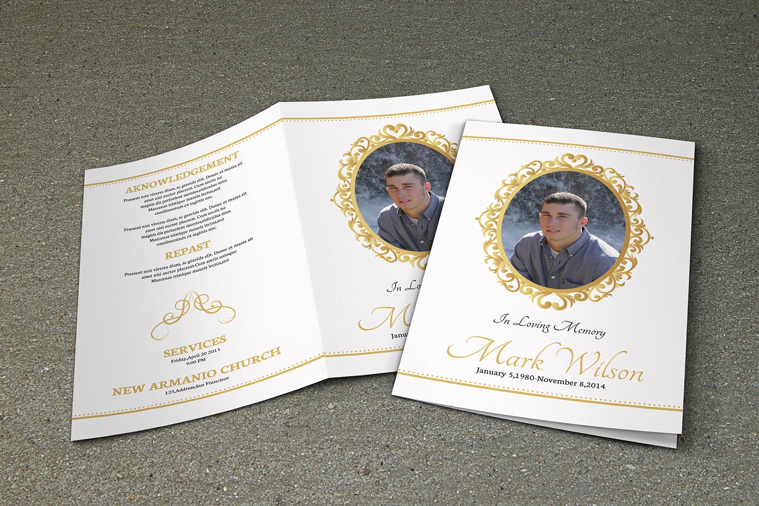 Photoshop Obituary Program Template Mac Page And MS Word Template 