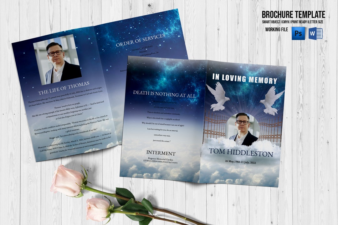 Heavenly Dove Funeral Program Template Obituary Template Ms Word ...