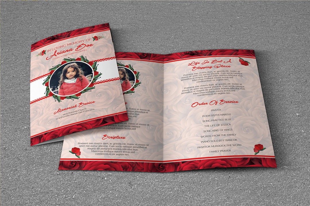 Child Funeral Program Template: Memorial Service Obituary (digital ...