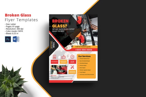 Auto Glass Service Flyer Template Car Repair Flyer MS Word | Etsy