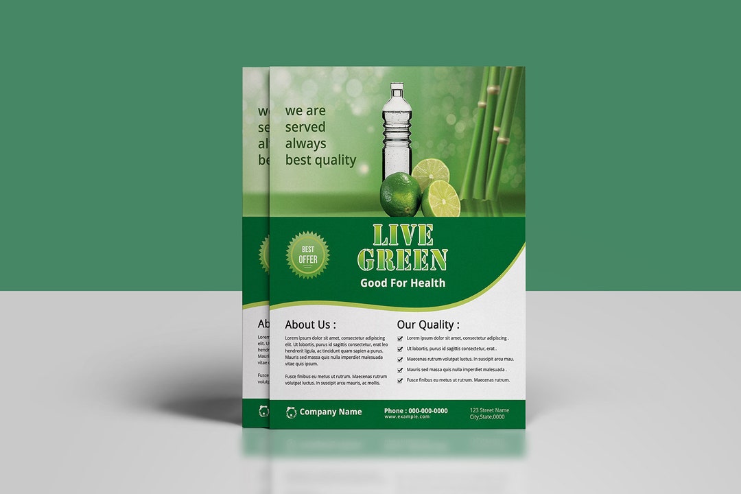 Green Product Flyer, Organic Product Promotional Flyer Template Photoshop and MS Word Template ...