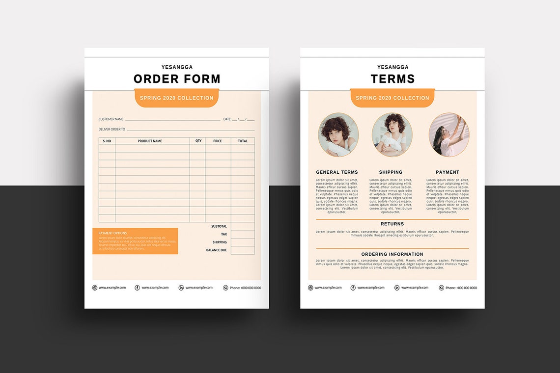 Order Form and Terms Sheets Template photoshop and MS Word | Etsy