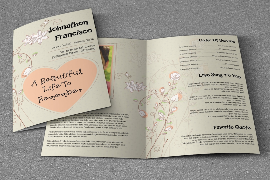 Child Funeral Program Template: Memorial Obituary (digital Download) - Etsy