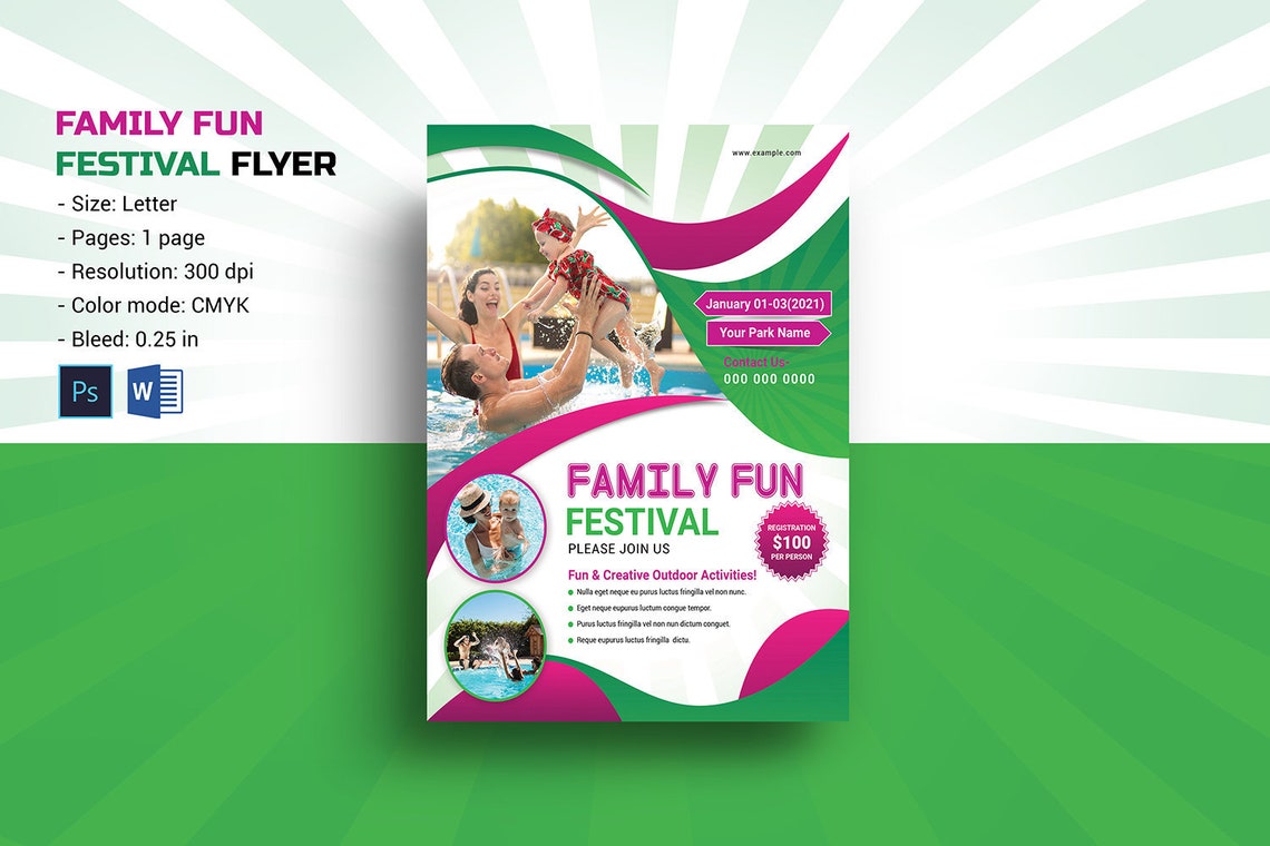 Printable Family Fun Day Flyer Template Family Picnic Event | Etsy