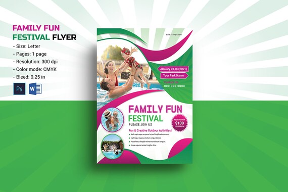 Printable Family Fun Day Flyer Template Family Picnic Event | Etsy