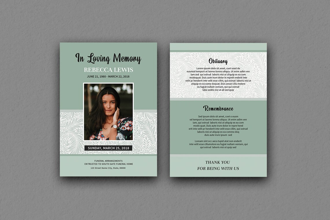 Funeral Program Template 5x7 Funeral Card Template | Etsy