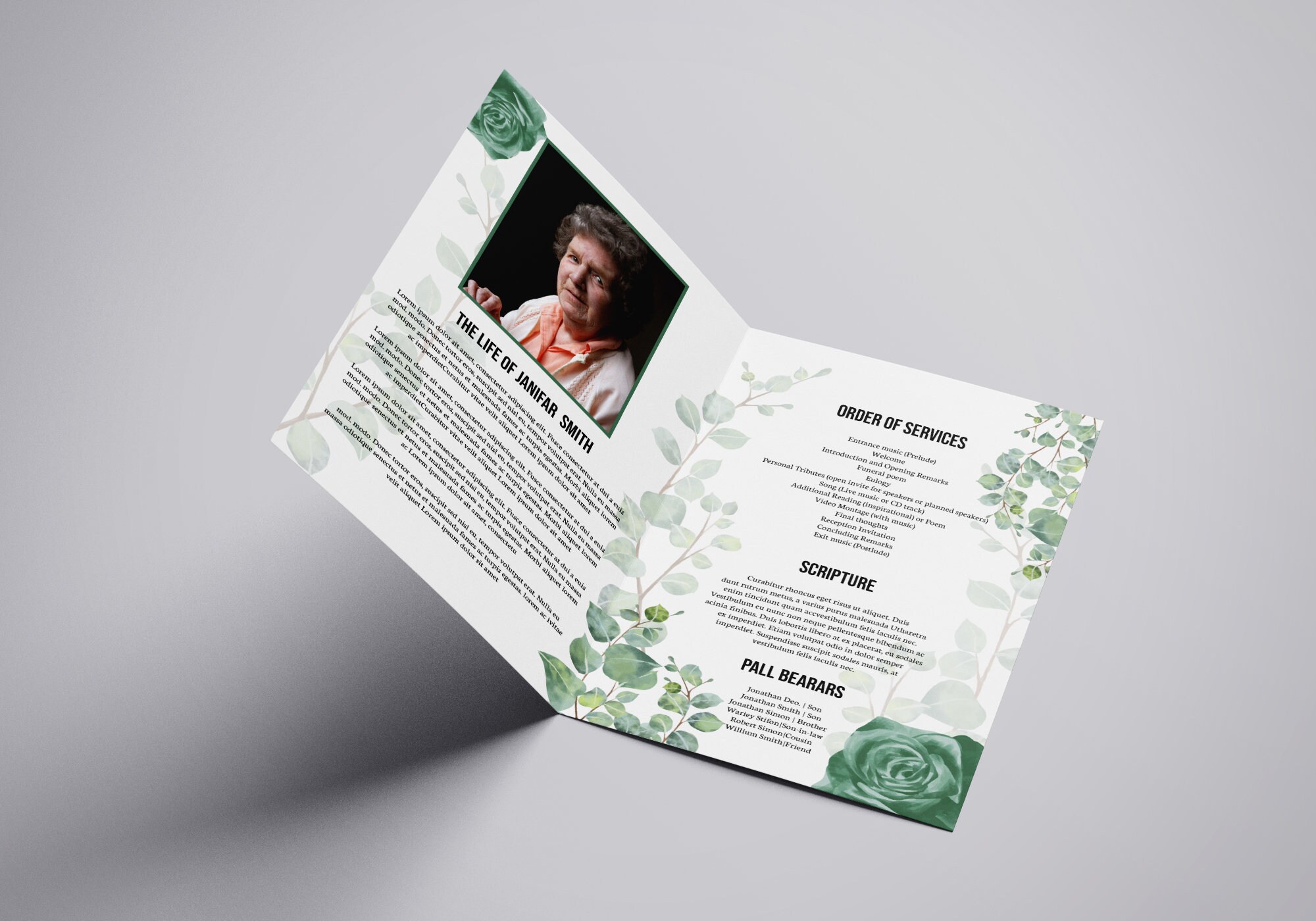 Printable Funeral Program Template Obituary Template Ms - Etsy