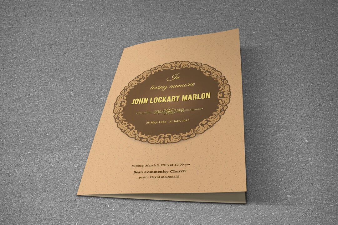 Printable Funeral Program Template: Obituary Memorial (instant Download ...