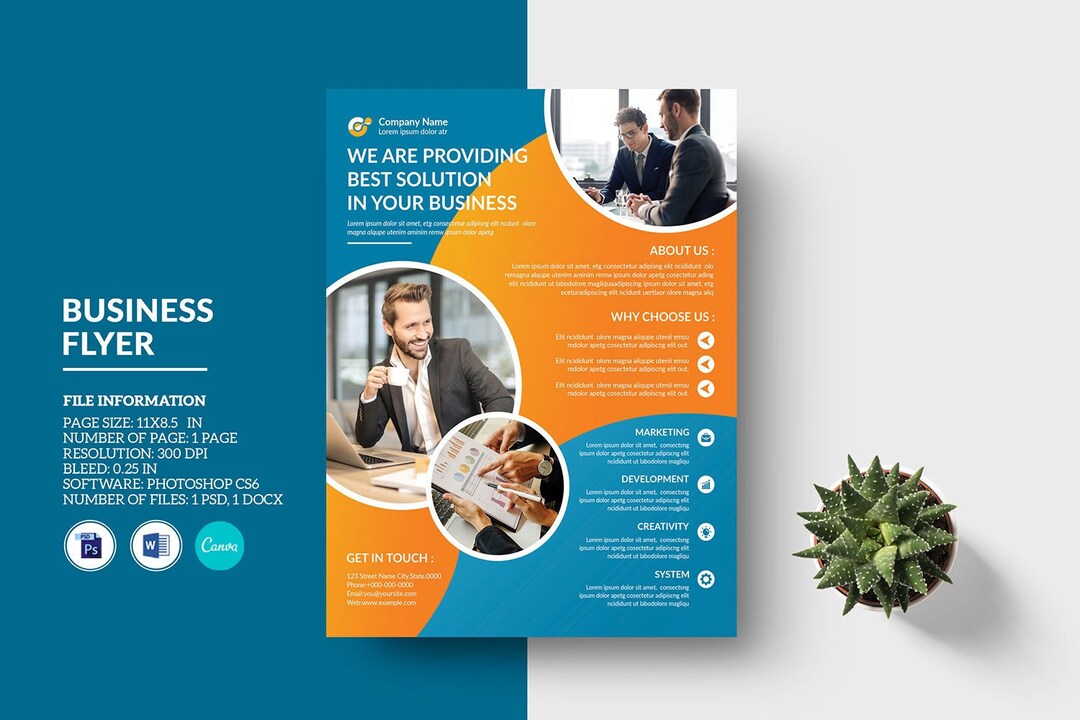 Minimal Business Flyer Printable Clean Corporate Flyer Template Ms Word ...