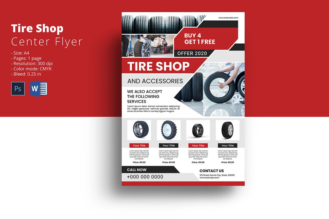 Tire Shop Flyer Template MS Word & Photoshop Template, Instant Download ...