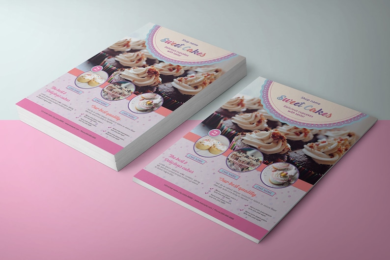 Cake Shop Flyer Template MS Word & Photoshop Template - Etsy