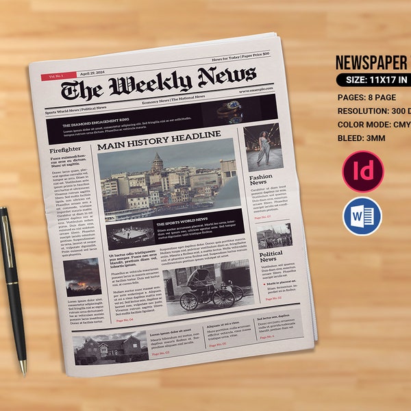 Newspaper Template - Etsy