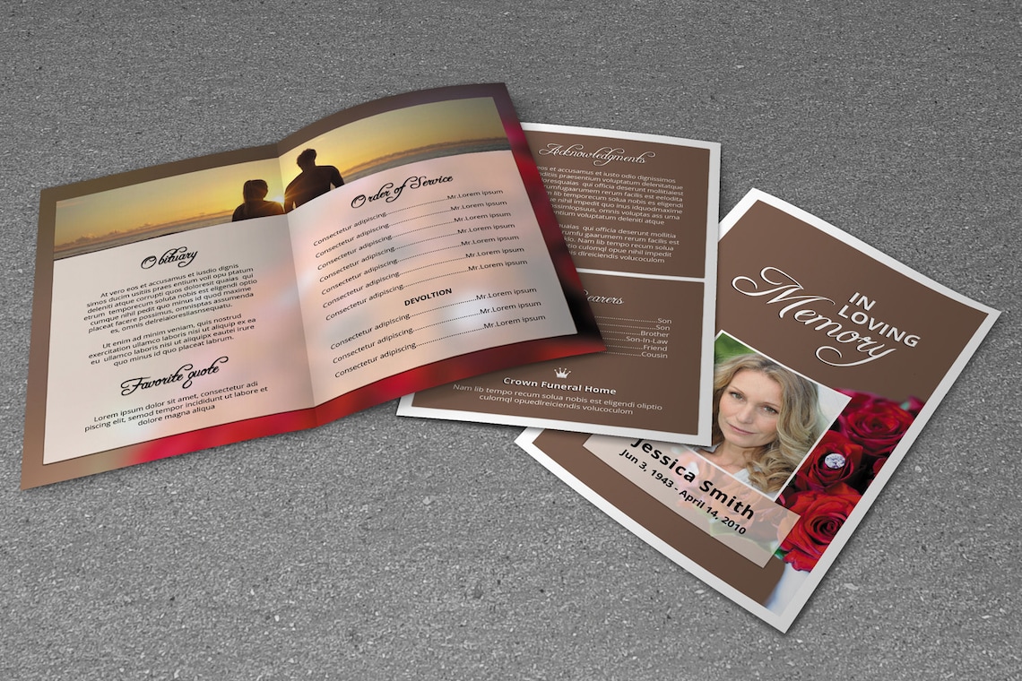 Funeral Program Template Word Obituary Template Photoshop - Etsy