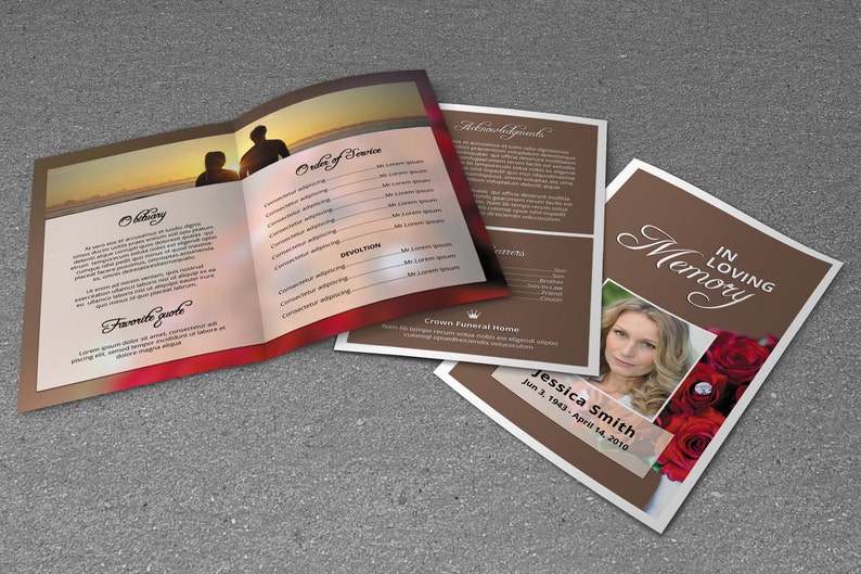 Funeral Program Template Word Obituary Template Photoshop - Etsy
