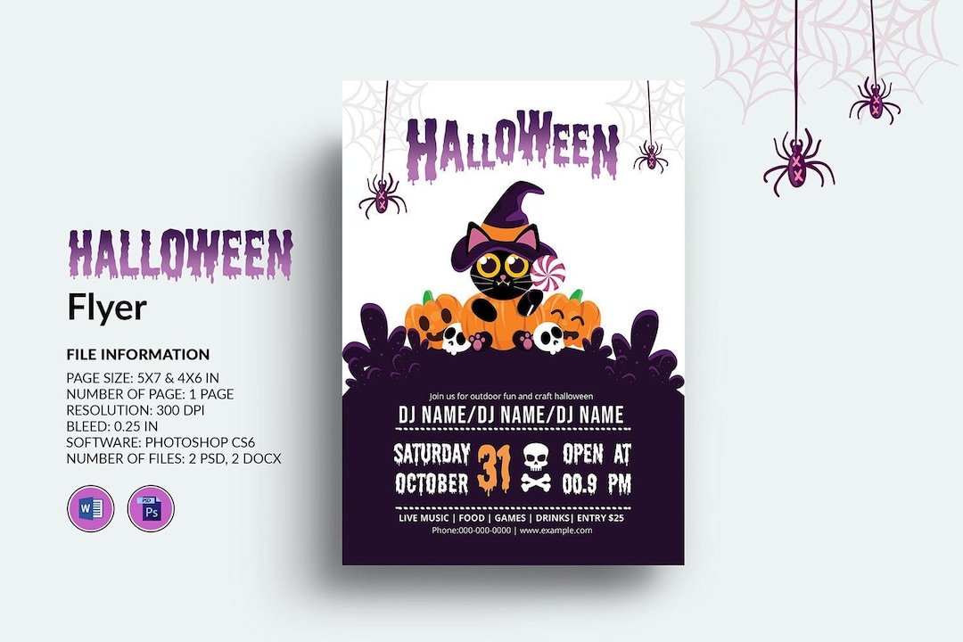 Halloween Party Flyer Template Printable Halloween Party Invitation ...