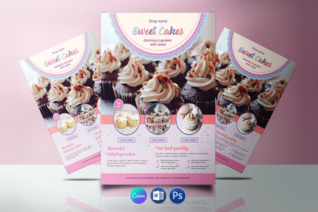 Cake Shop Flyer Template: Customizable Design (digital Download) - Etsy