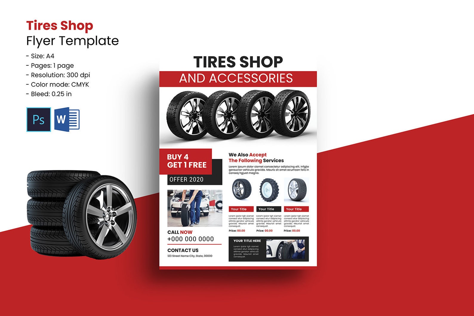 Tire Shop Flyer Template | MS Word & Photoshop Template, Instant ...