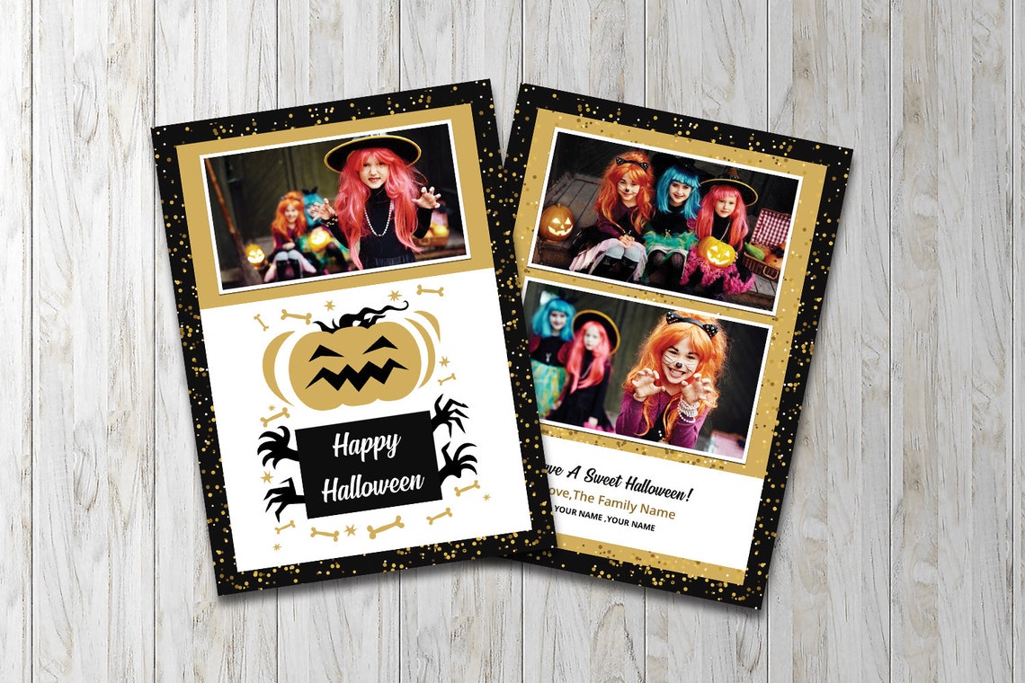 Halloween Card Template Halloween Photo Greeting Card | Etsy