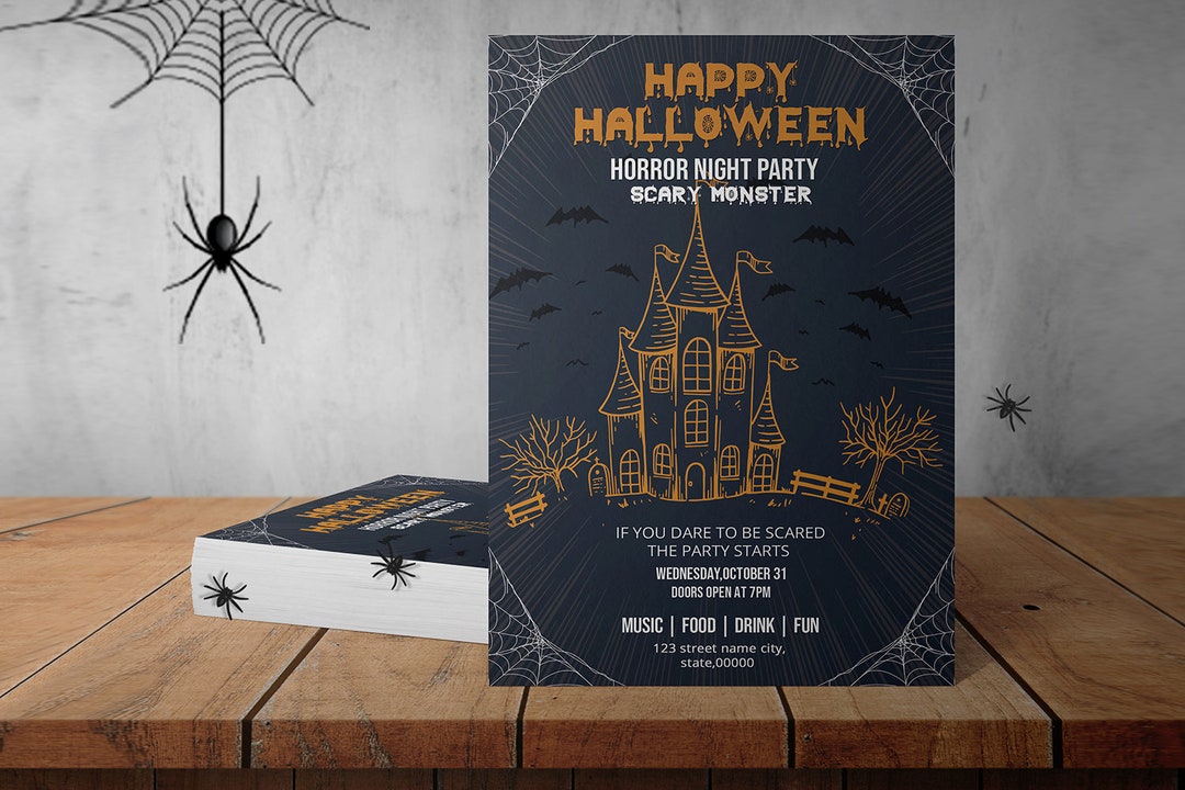 Halloween Party Flyer Template Halloween Party Invitation 4x6 and ...