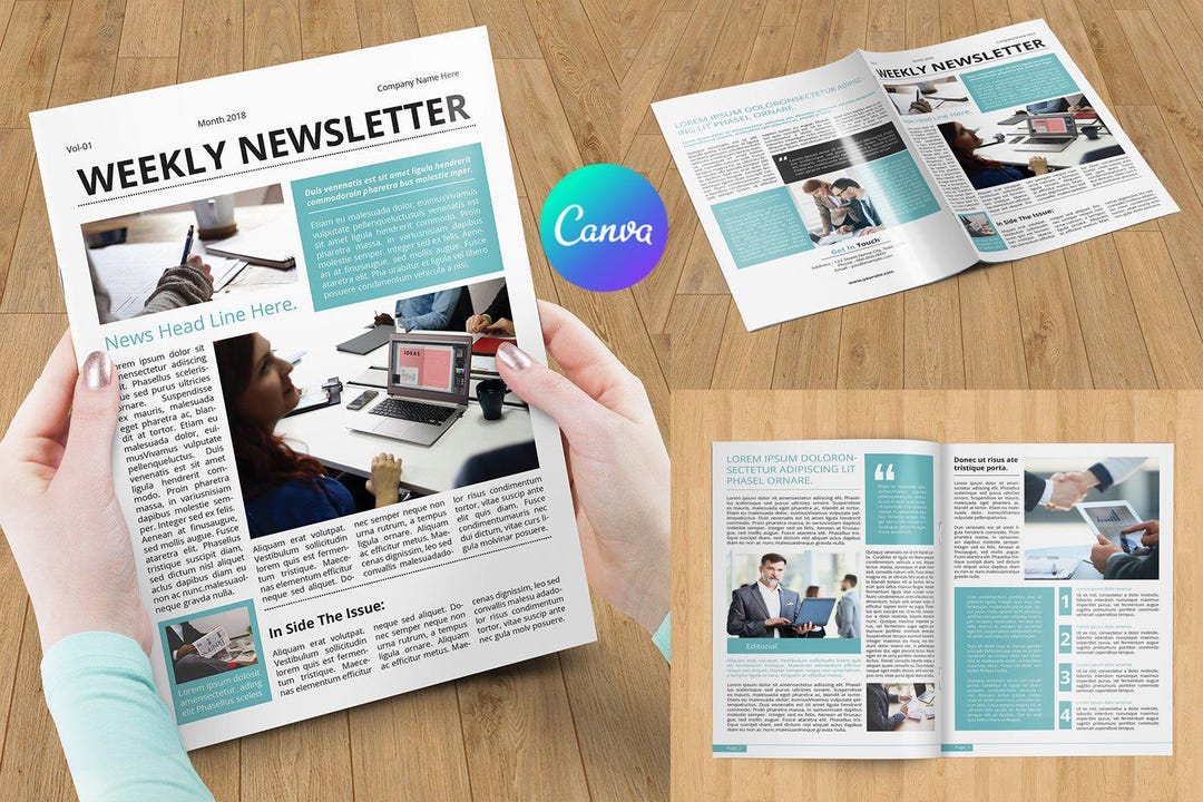 Corporate Newsletter Template: 12 Page Design (canva, Indesign, MS Word ...