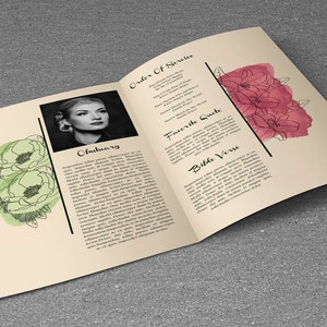 Vintage Funeral Program Template: Bifold Obituary (digital Download) - Etsy