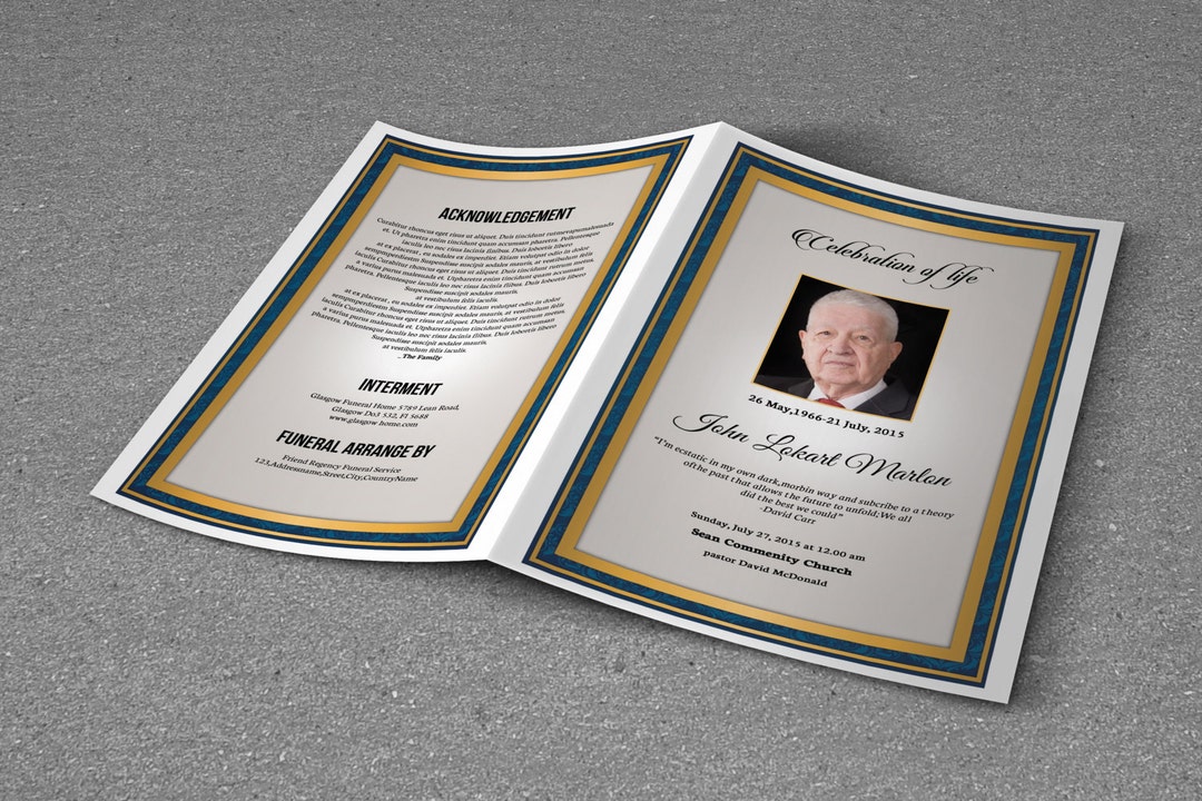 Funeral Program Template: Obituary Memorial (instant Download) - Etsy