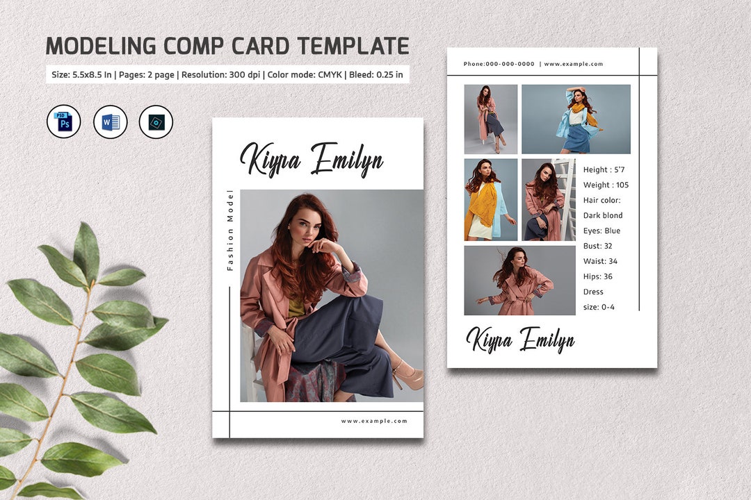 Comp Card Template Fashion Model Comp Card, Modeling Composite Card ...