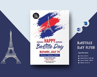 Bastille Day Flyer Template French Party Flyer Ms Word - Etsy