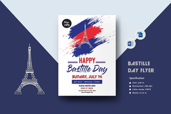Bastille Day Flyer Template French Party Flyer Ms Word - Etsy