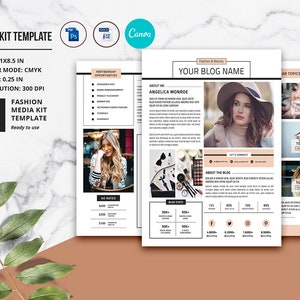Fashion Blogger Media Kit Template: 3-page Press Kit (canva, Photoshop ...