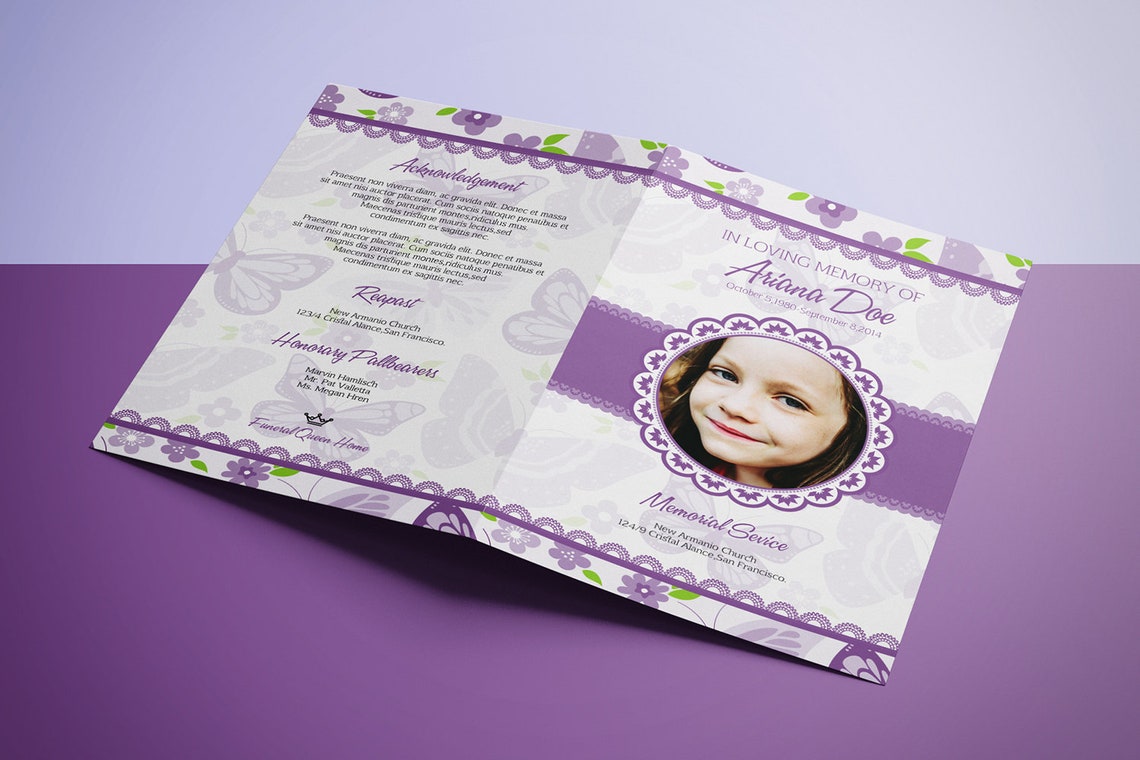 Child Funeral Program Template Obituary Template Photoshop | Etsy