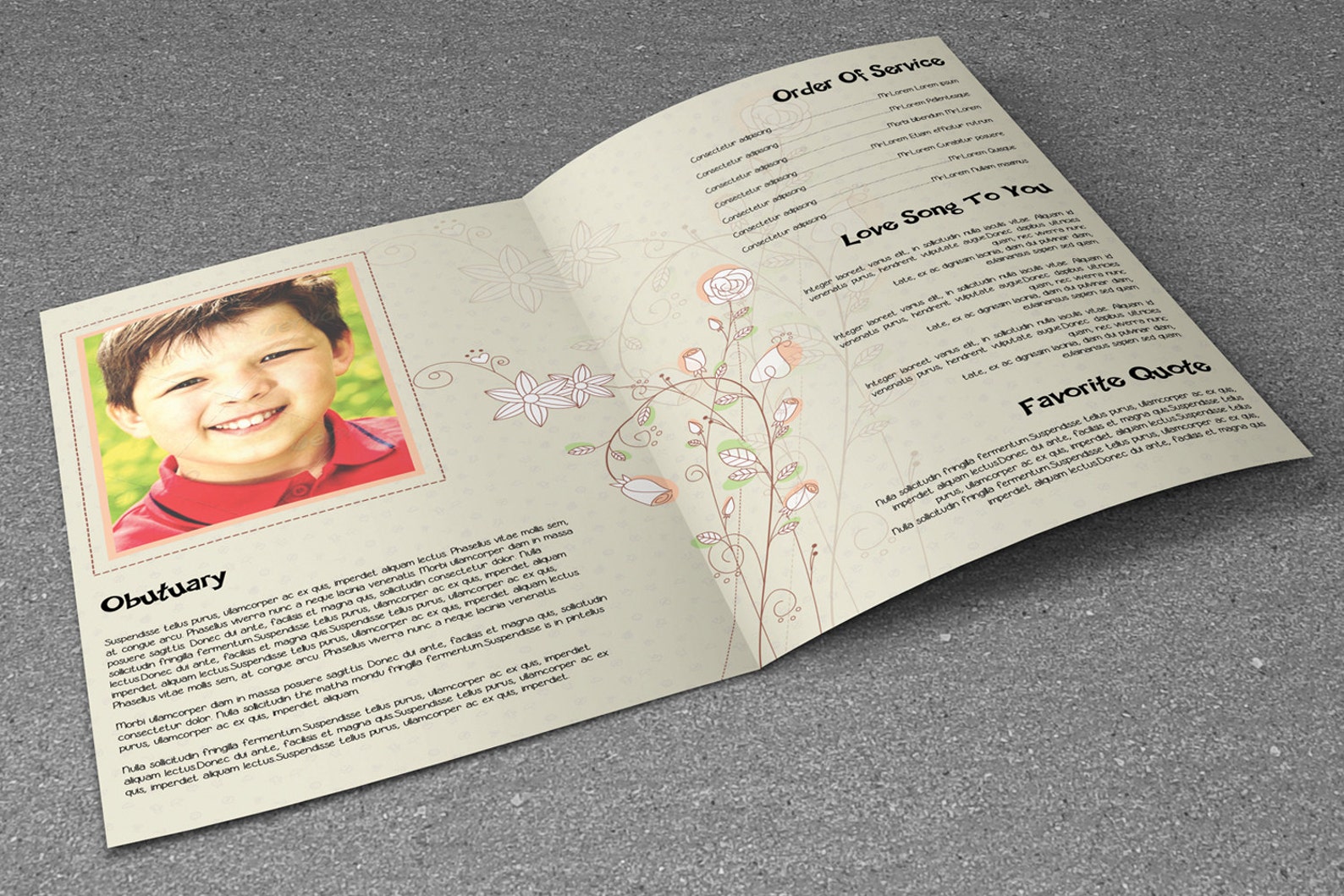 Child Funeral Program Template Memorial Obituary Template Photoshop ...