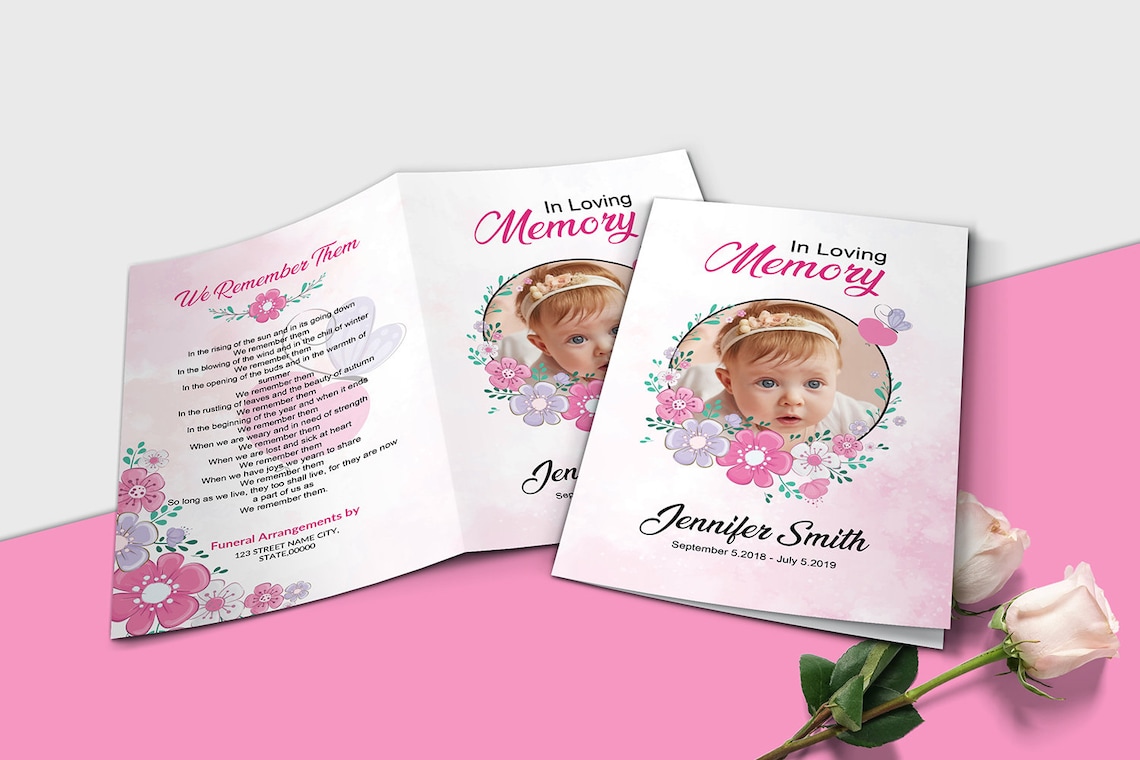 Floral Funeral Program Template for Children Child Funeral - Etsy