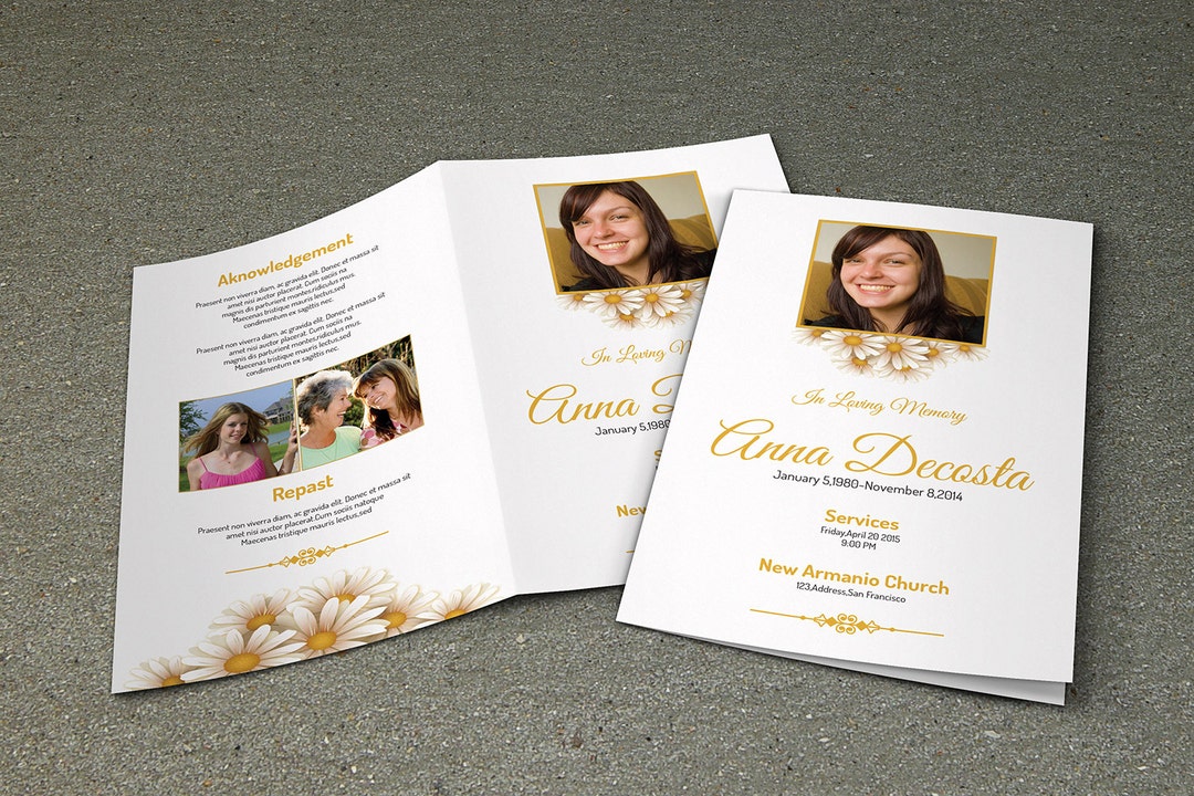 Printable Funeral Program Template Word | Obituary Template | Photoshop ...