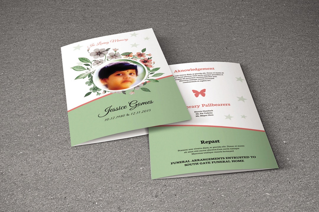Printable Child Funeral Program Template Memorial Obituary Program ...