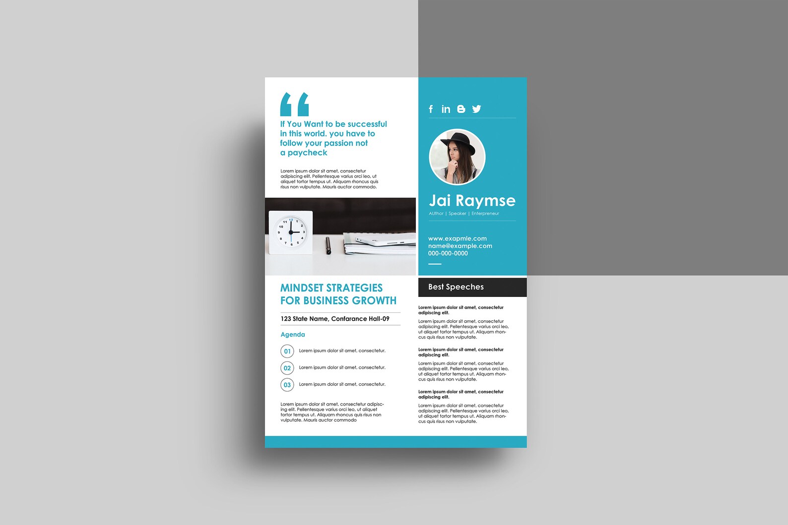 Speaker One Sheet Template Printable Photoshop & MS Word - Etsy