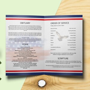 Funeral Program Template Military Army Memorial Program Template MS ...