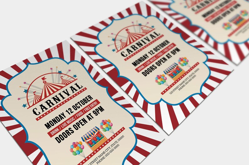 Carnival Flyer Template Carnival Fun Fair Flyer MS Word and | Etsy